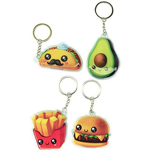 Pack of 12 Plastic Puff Keychains for Kids - Cute Food – www ...