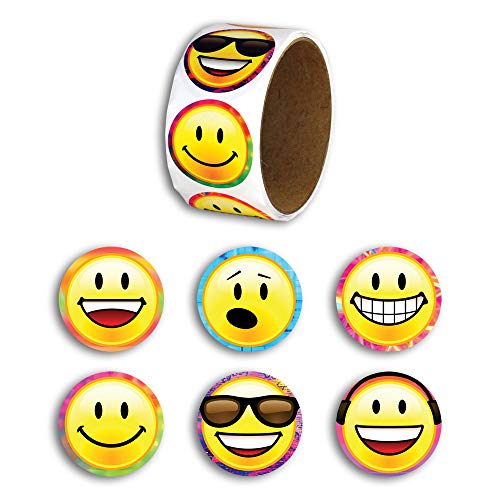 Roll of 100 Assorted Smile Stickers – www.coolnoveltystuff.com